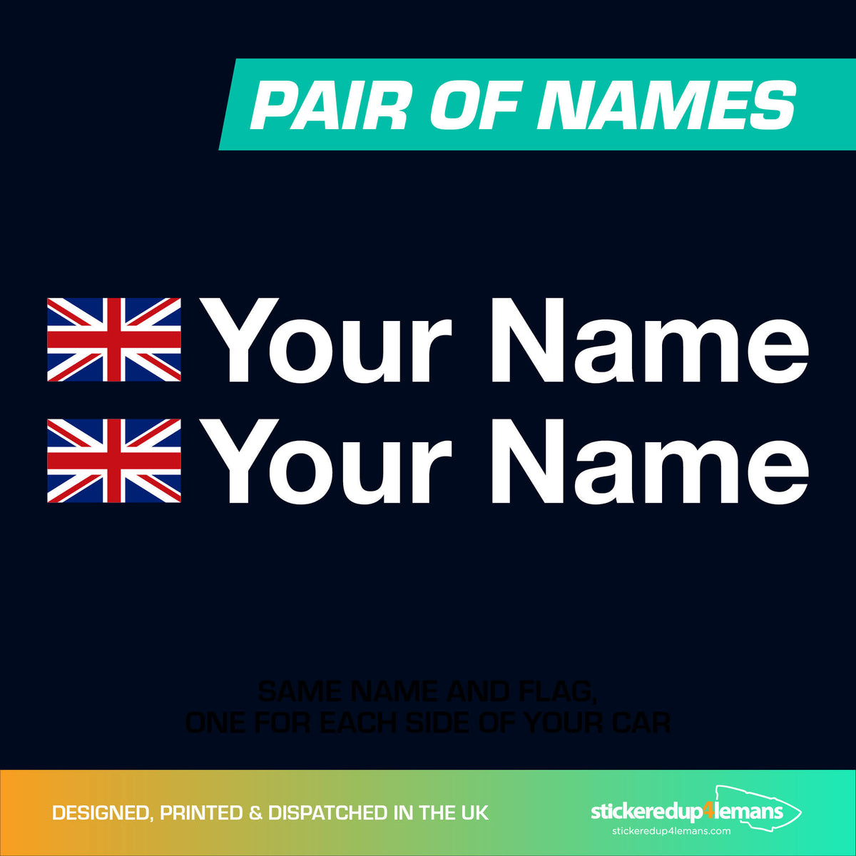 Racing Driver Name Personalised Race Sticker (WITH FLAG ...