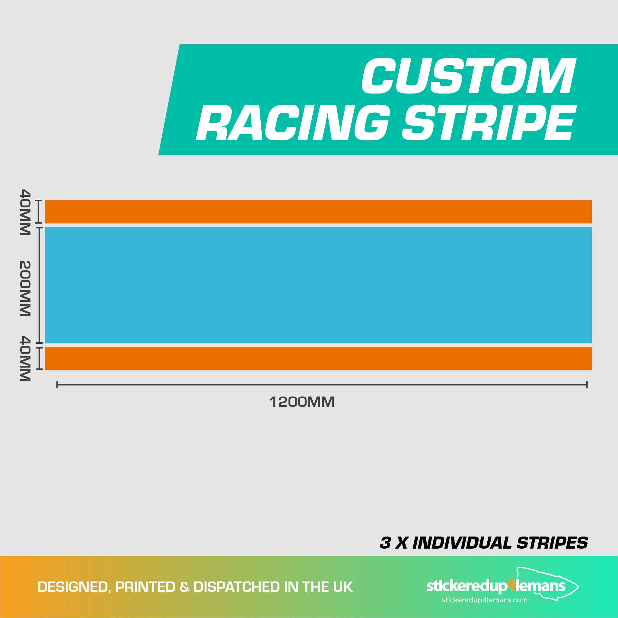 Racing Stripe (Custom Colour) 1.2m - StickeredUp4LeMans