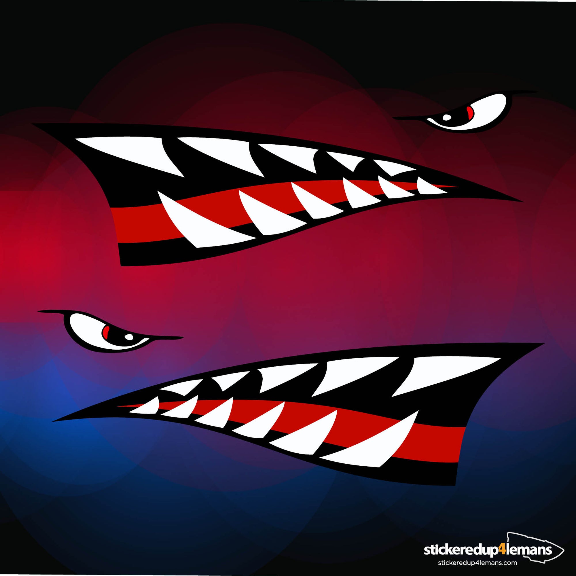 Large Shark Teeth Car Sticker Set - StickeredUp4LeMans