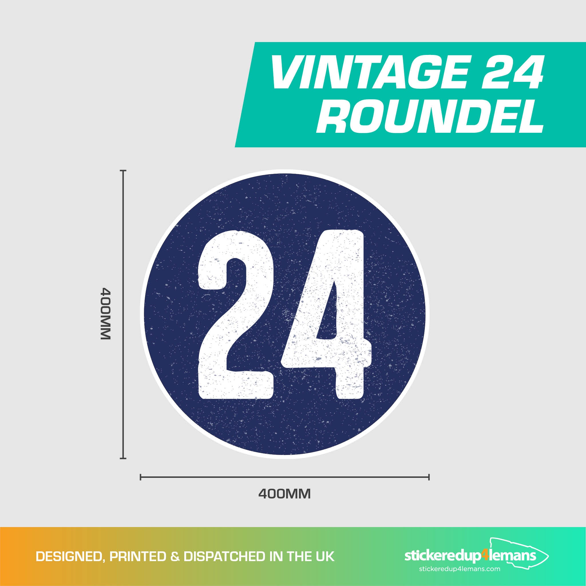 Vintage 24 Blue Number Roundel - StickeredUp4LeMans