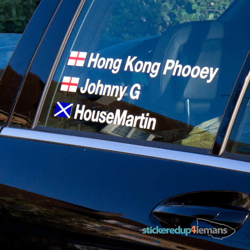 Racing Driver Name Personalised Race Sticker (WITH FLAG ...